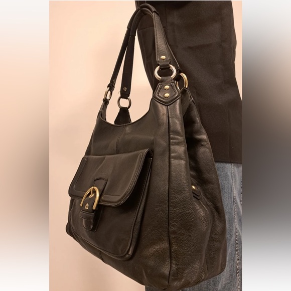 Coach | Bags | Coach Campbell Black Leather Hobo Shoulder Bag Euc ...